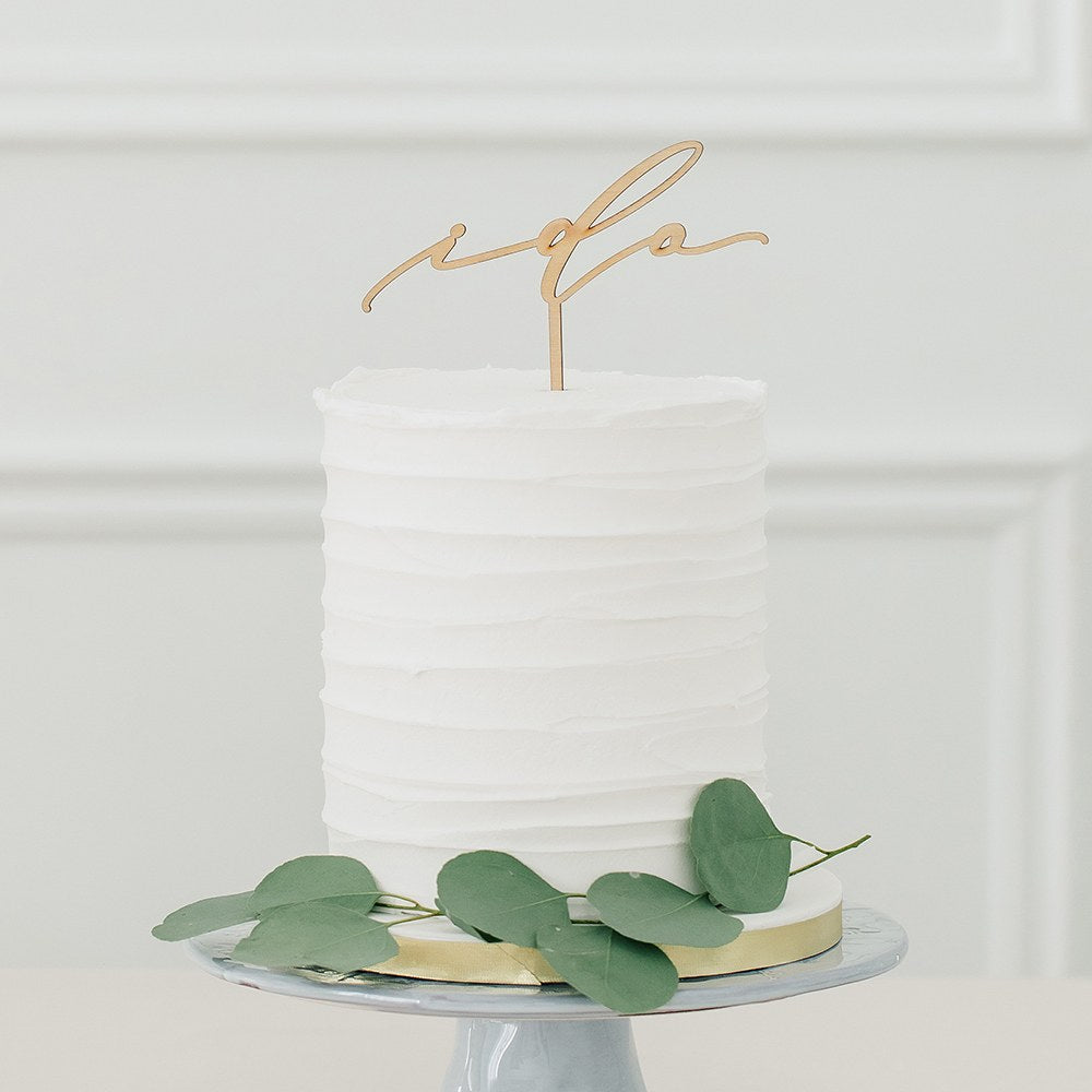 NATURAL WOOD CAKE TOPPER - I DO – AyaZay Wedding Shoppe